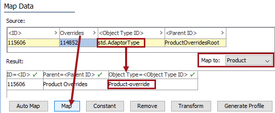 Overrides Product - Map Inbound