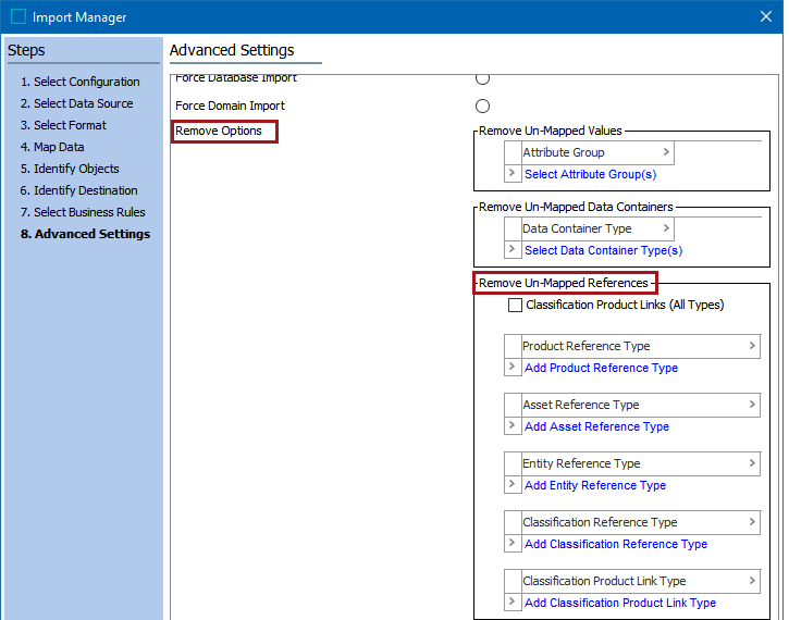 Import Manager - Advanced Settings