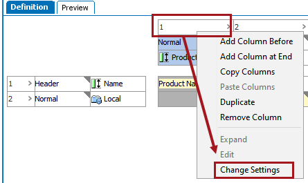 Configuring Settings for Column Types and Columns