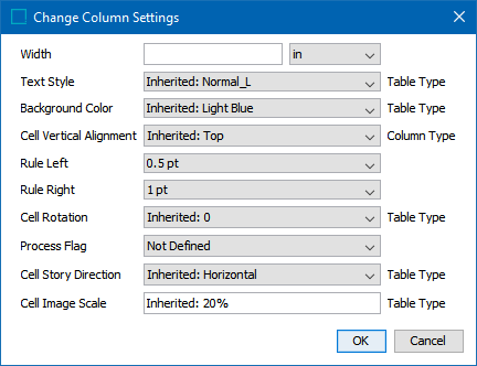 Configuring Settings for Column Types and Columns