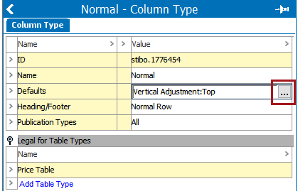 Configuring Settings for Column Types and Columns