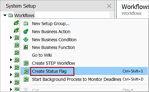 Initial Setup for Status Flags in Workflows