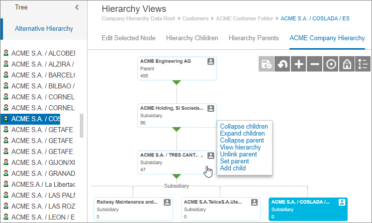 Configuring a Company Hierarchy Screen