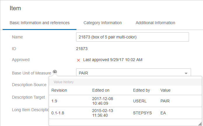 Attribute Value History