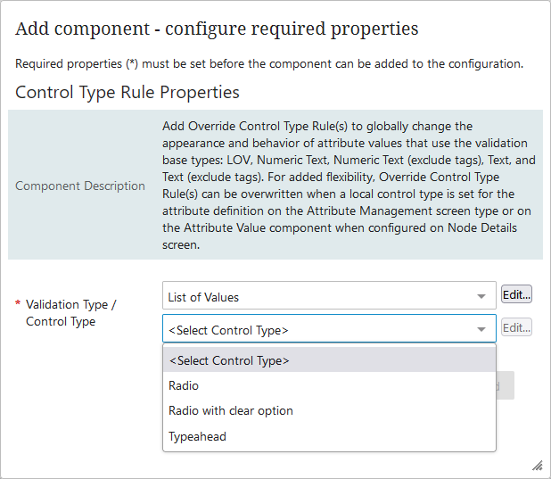 Override Control Type Rule