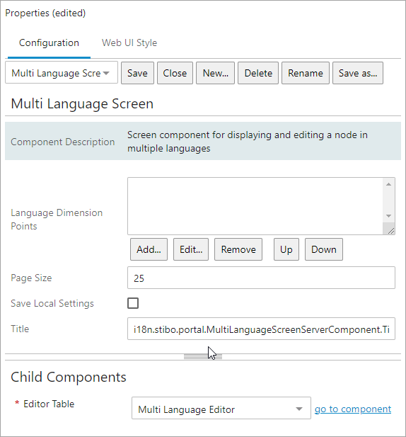 Configuring a Multi Language Screen