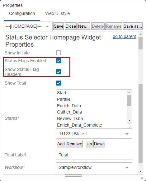 Status Flags in Web UI