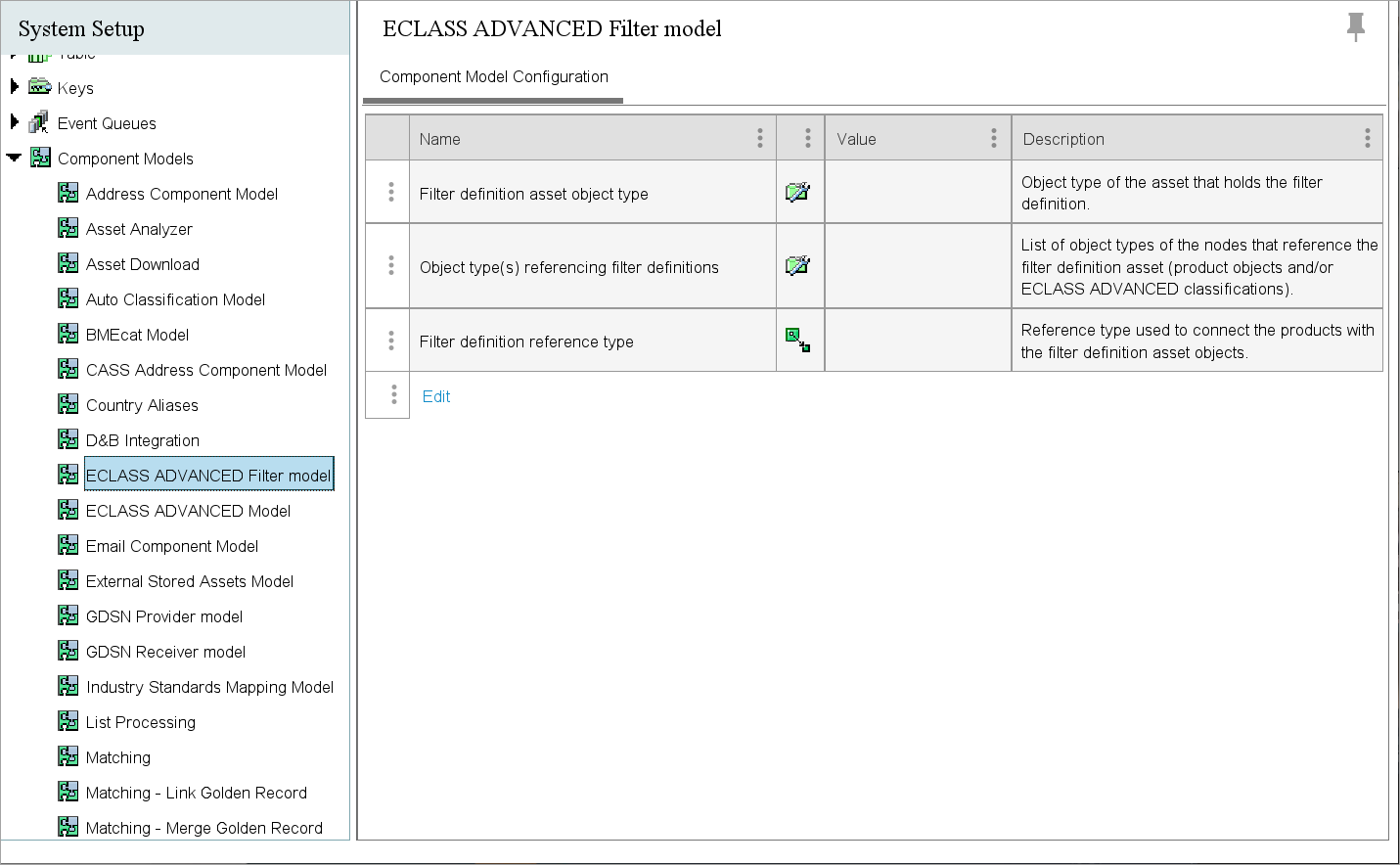 Initial Setup for ECLASS Advanced Editor Filtering