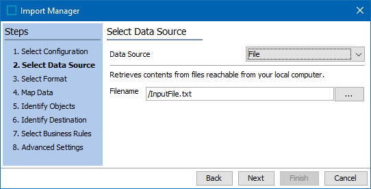Import Manager - Select Data Source