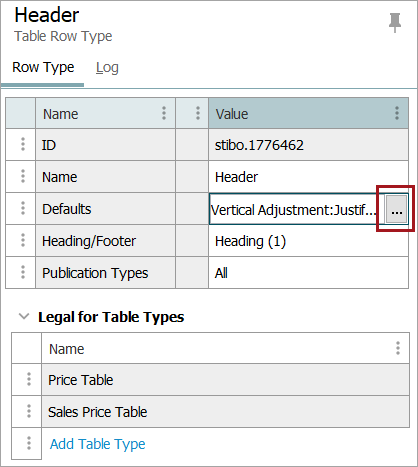 Configuring Settings for Row Types and Rows
