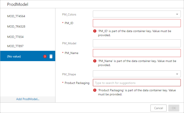 Data Containers in Web UI