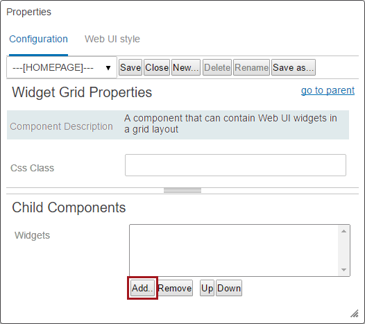 Adding Widgets to a Homepage