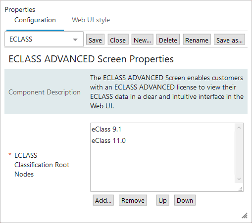ECLASS Advanced Screen