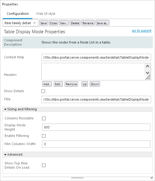 Display Mode - Table / List