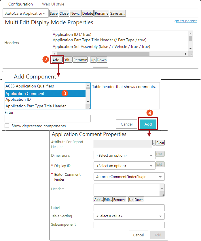 Application Comment Table Header