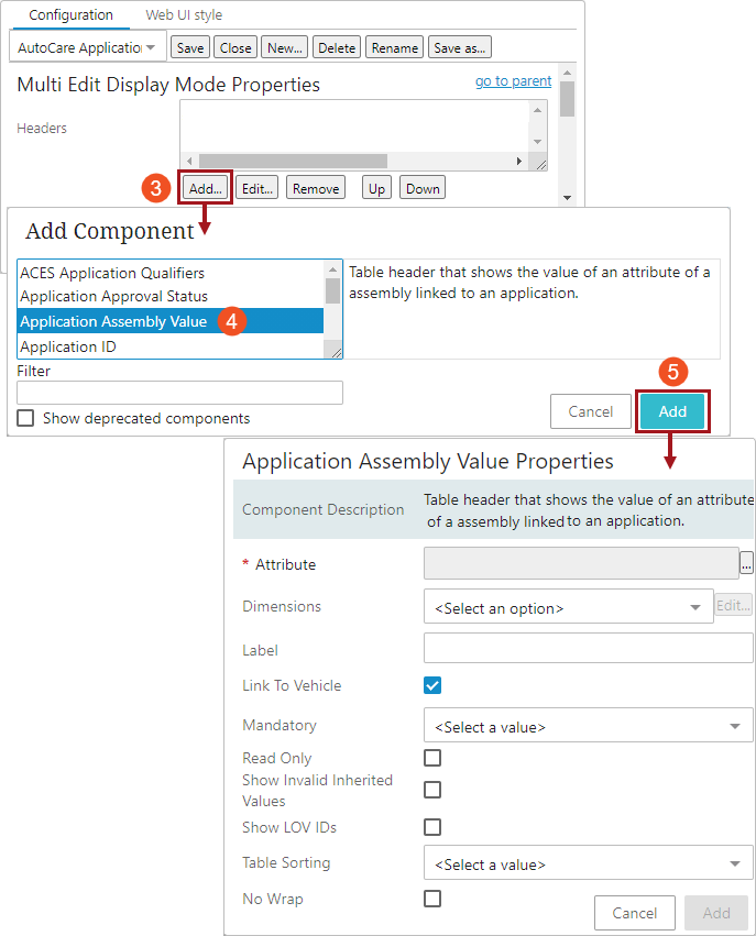 Application Assembly Value Table Header