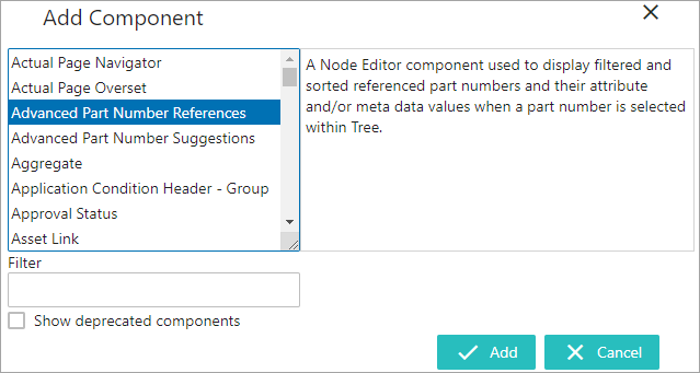 Configuring the Advanced Part Number References Component