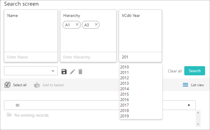 Using Search by Card Screen Interface