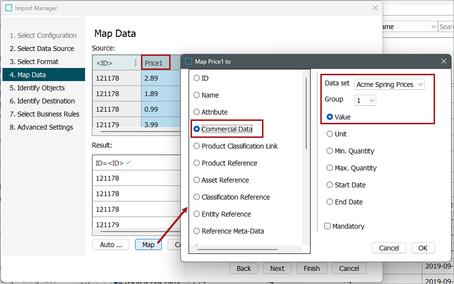 Defining Import Settings for Price Lists