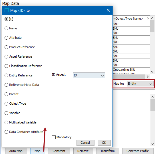 Entity Object Type Map To Inbound