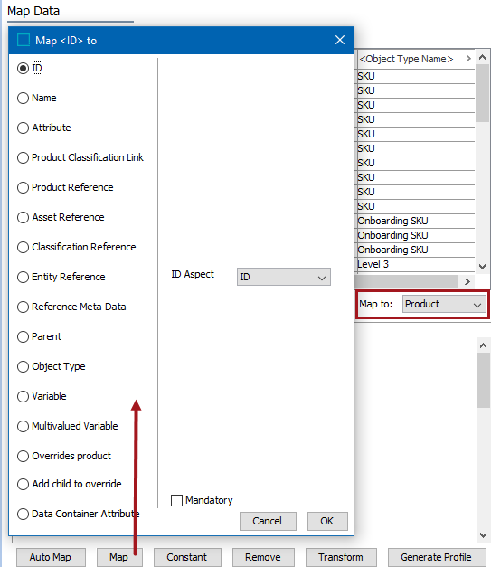 Product Object Type Map To Inbound