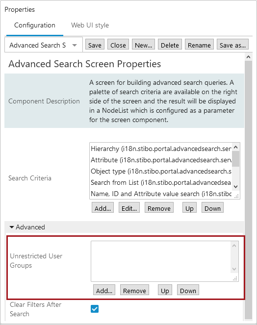 Restricting and Sharing Advanced Searches