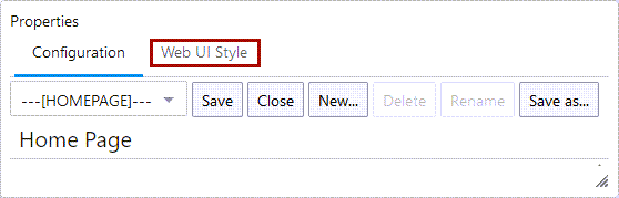 Designer Web UI Style Tab