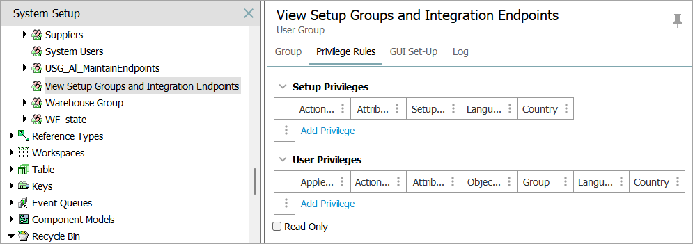 Setting Up Privileges Example