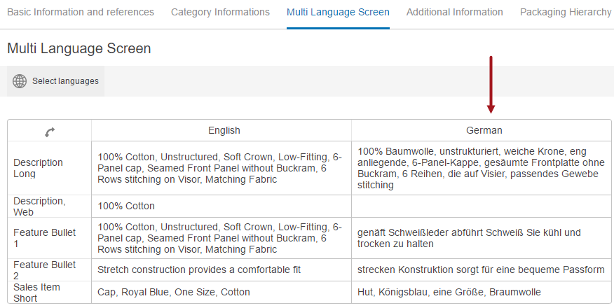 Multi Language Screen
