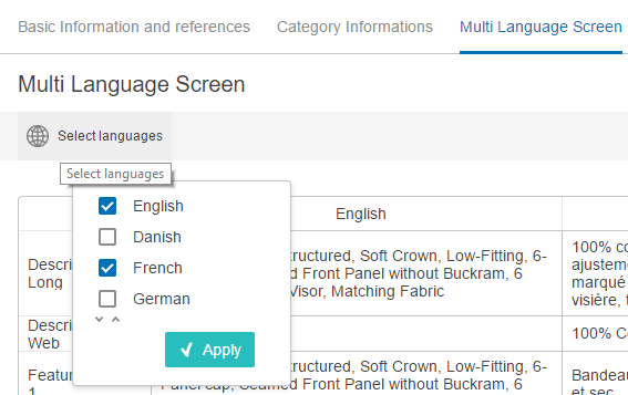 Multi Language Screen