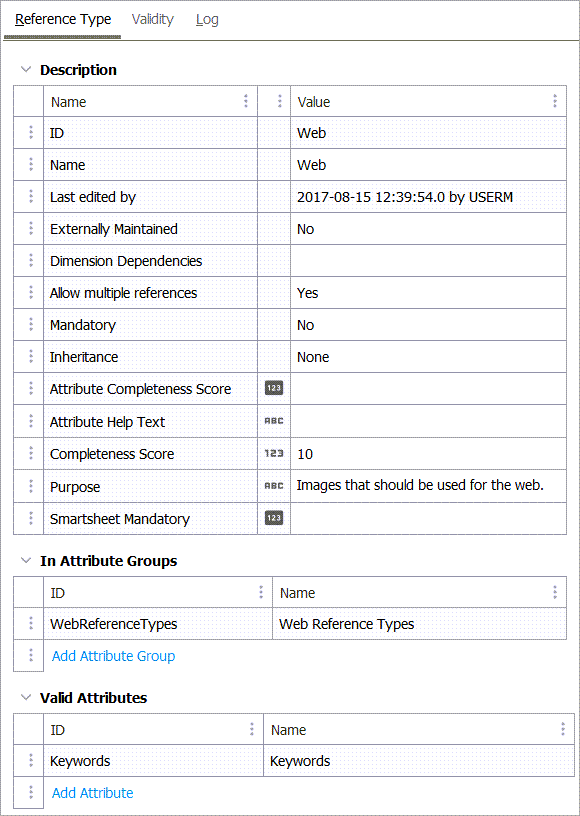 Attribute Groups for Reference and Link Types