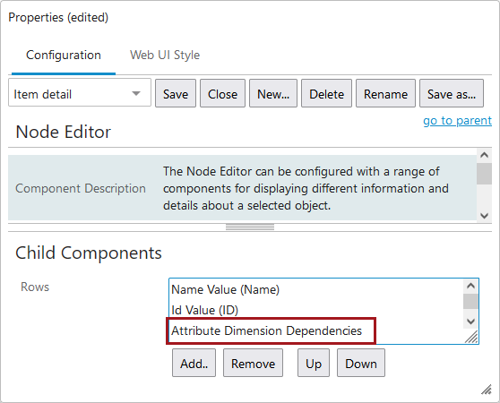 Dimension Dependent Attributes in Web UI