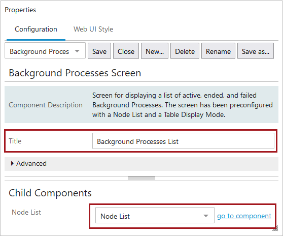 Background Process List Screen