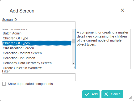 Children of Types Screen