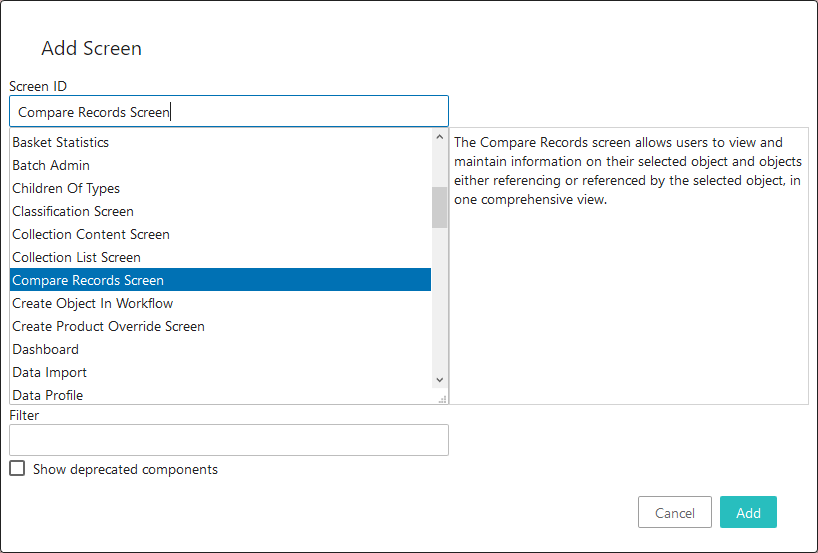 Compare Records Screen