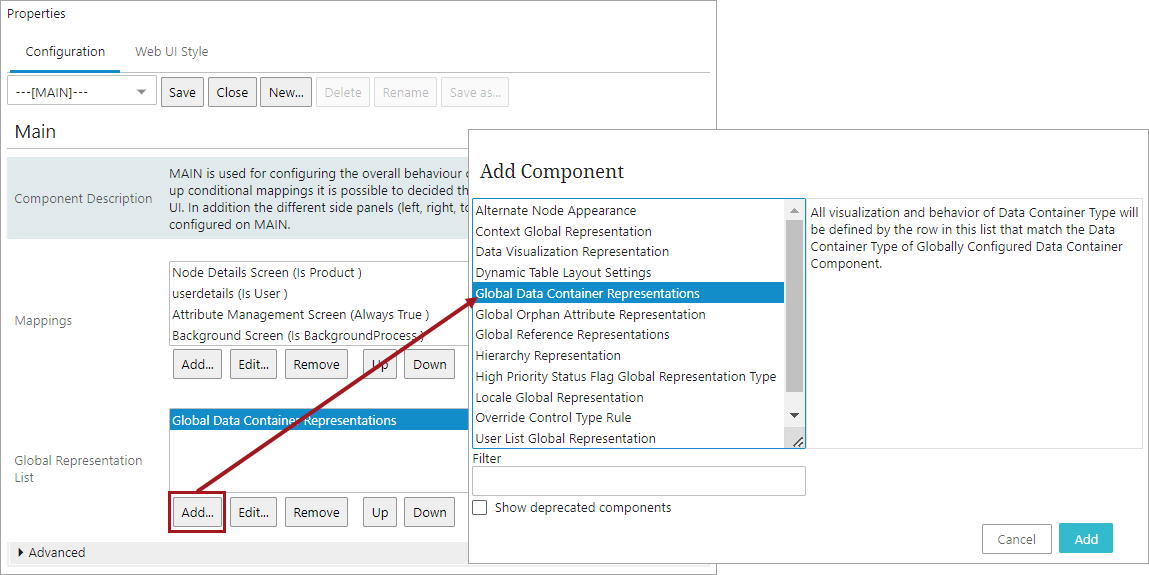 Globally Configured Multi Edit Data Container