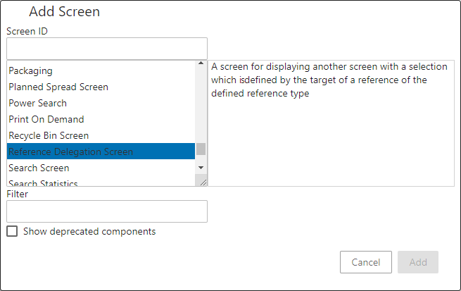 Reference Delegation Screen