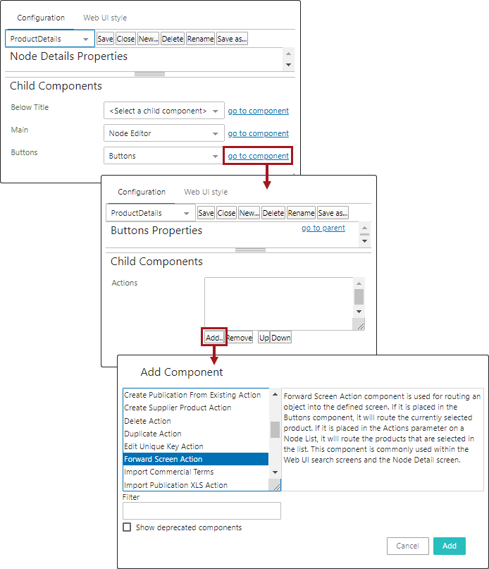 Forward Screen Action Component